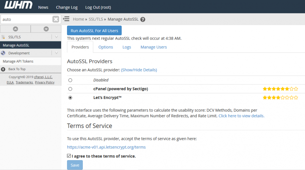 How to install Lets Encrypt AutoSSL in WHM Server